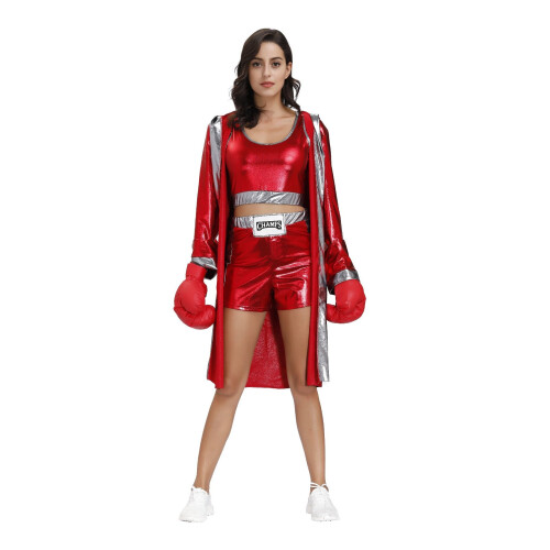 Red Boxer Costumes Sexy Boxing Uniform Suit Male Women Carnival ...