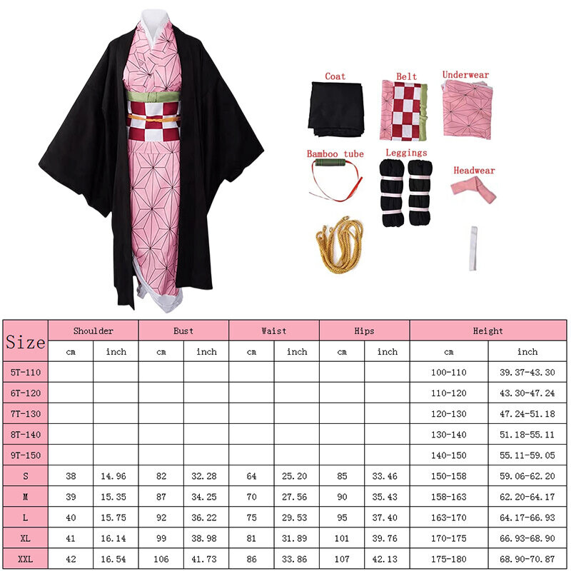 Kamado Nezuko Cosplay Costume Kimono Anime Demon Slayer Kimetsu No ...