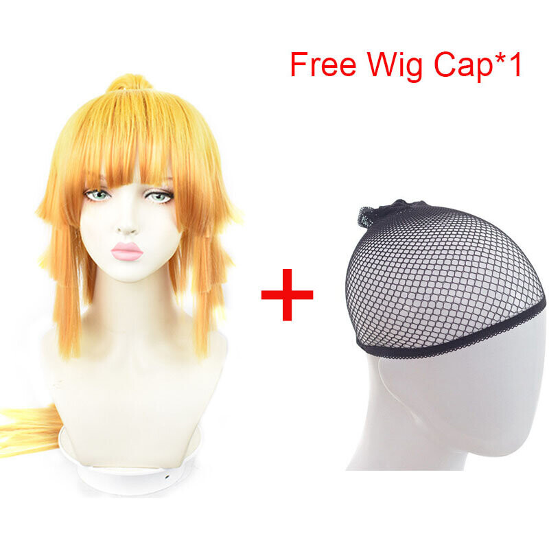 Demon Slayer Agatsuma Zenitsu Cosplay Wig Female Yellow Long Hair ...