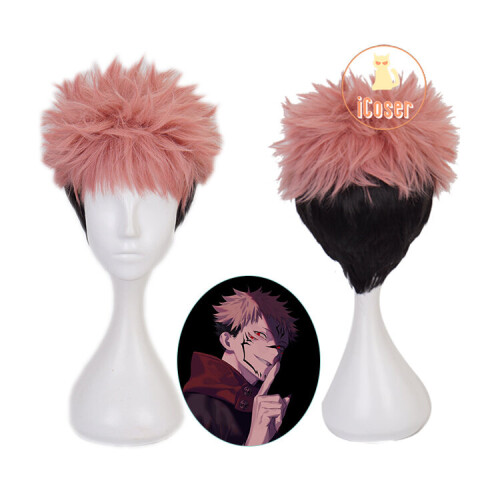 Yuji Itadori Cosplay Wig Anime Jujutsu Kaisen Pink Spiky Hair Heat ...