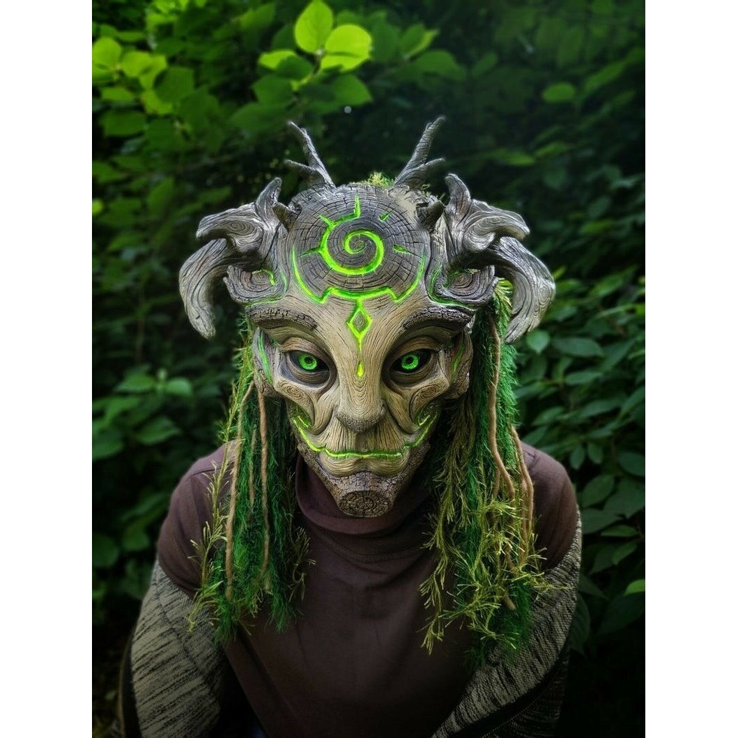 green Elf Mask long hair forest elf headgear Halloween Cosplay props ...