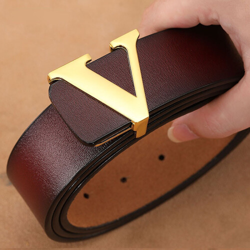 Retro Smooth Buckle Belt Men's Oversized Leather Pure Cowhide Letter ...