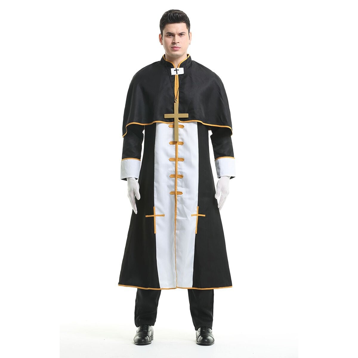 Halloween Man Priest Robe Cosplay Costume Church Pastor Missionary Monk ...