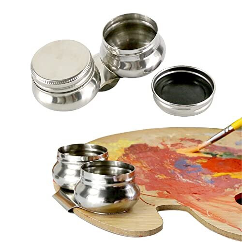 Stainless Steel Palette Cup Silver Large Mouth Double Dipper Palette ...