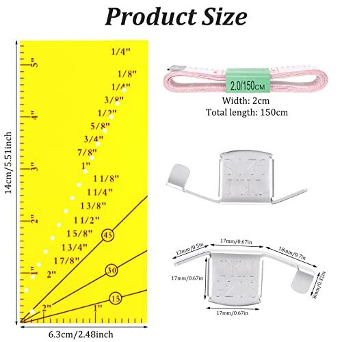 Seam Allowance Ruler and 2 Pack Magnetic Seam Guide, Sewing Machine ...