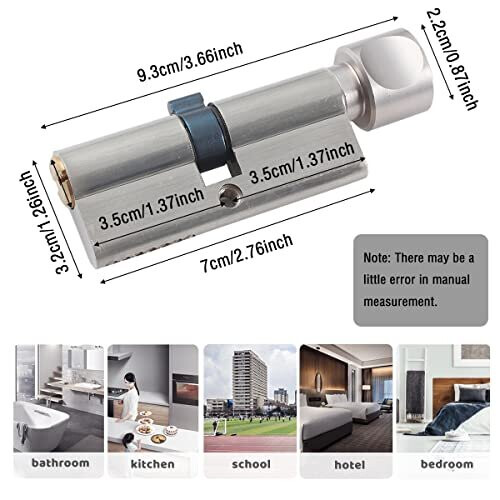 35T/35 Thumb Turn Euro Cylinder Lock (70mm), Euro Door Barrel Lock with ...