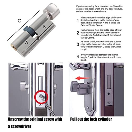 35T/35 Thumb Turn Euro Cylinder Lock (70mm), Euro Door Barrel Lock with 4 Keys, Anti-Drill and ...