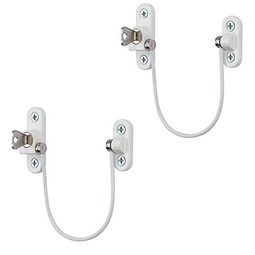 Cupboard Locks 2 PCS Window Door Lock, Adhesive Cable Restrictor With ...