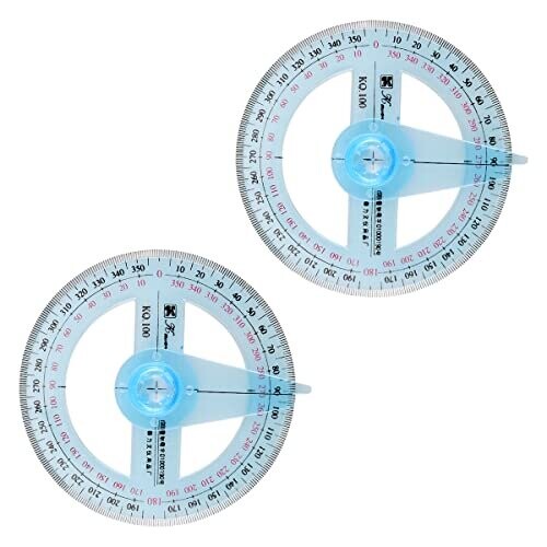 2 Pcs Full Circle Protractor Ruler 360 Degrees Angle Measuring ...