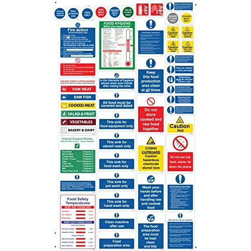 Kitchen Safety Signs & Sticker Pack as Required by Health & Safety Law ...