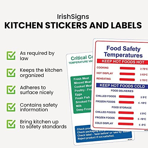Kitchen Safety Signs & Sticker Pack as Required by Health & Safety Law ...