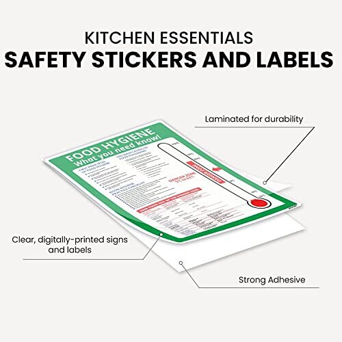 Kitchen Safety Signs & Sticker Pack as Required by Health & Safety Law ...