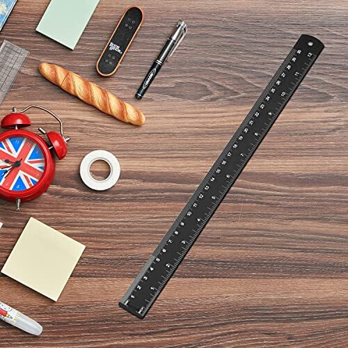 Metal Ruler Black Metal Rulers 30cm 12 inch Stainless Steel Ruler Long ...
