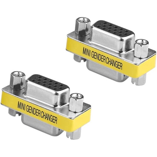 2 Pack 15 Pin VGA SVGA Gender Changer Adaptor Connector F/F Female to ...