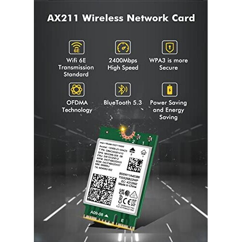 WiFi 6E Wireless Card Intel AX211 NGW M.2: CNVio2, Bluetooth 5.3, Tri ...