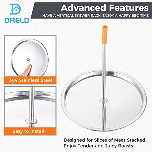Vertical Kebab Skewer, BBQ Detachable Spike Meat Spit Stainless Steel ...
