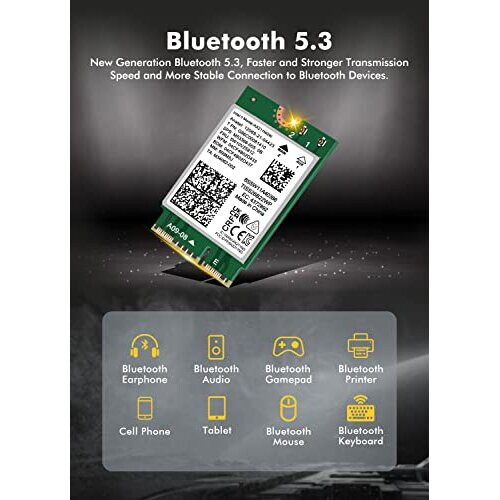 WiFi 6E Wireless Card Intel AX211 NGW M.2: CNVio2, Bluetooth 5.3, Tri ...