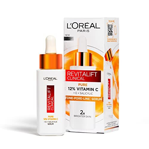 L'Oréal Paris Revitalift Clinical 12% Pure Vitamin C Brightening Serum for Face, Powerful ...