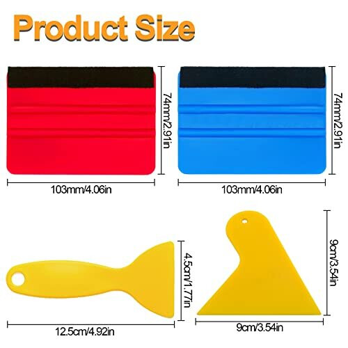 4 Pcs Felt Edge Squeegee, 4 Inch Car Vinyl Wrap Tool, Straight Scraper ...