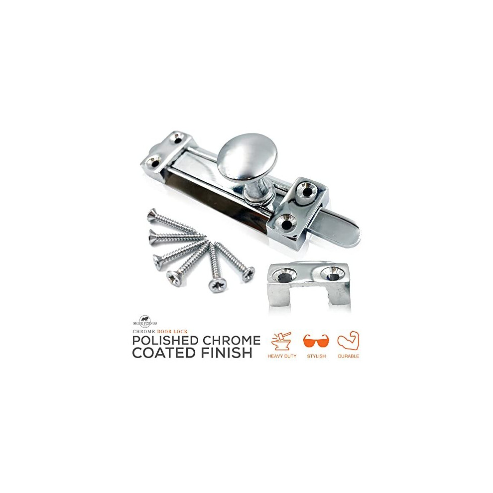 1 Pack Polished Chrome Sliding Door Lock, Heavy-Duty Steel Door Bolts ...