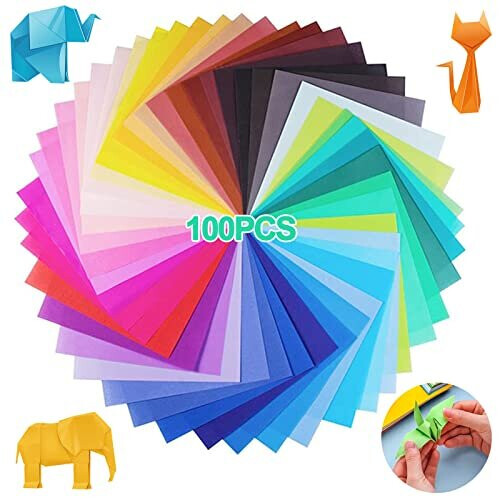 100 Sheets Coloured Origami Paper, Children Origami Paper, Arts Crafts ...