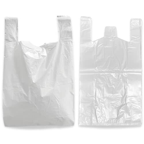 Plastic Carrier Bags White - Medium Duty 15mu - 10x15x18" - 100 Pack on ...