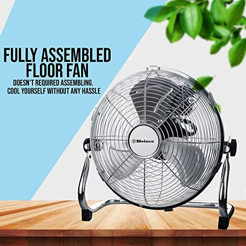 Metal floor fan 9" High velocity chrome gym free stand fan cooling fan ...