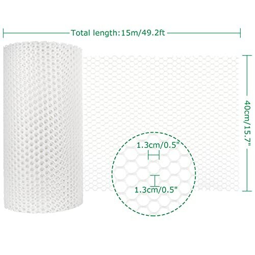 0.4x15M Plastic Coated Chicken Wire, Chicken Wire Mesh Roll, 12mm Hole ...