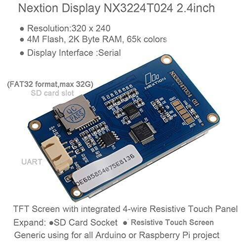 Nextion 24 Inch Hmi Display Resistive Touch Screen 5v Tft Lcd 320x240 For Arduino Raspberry Pi 8145
