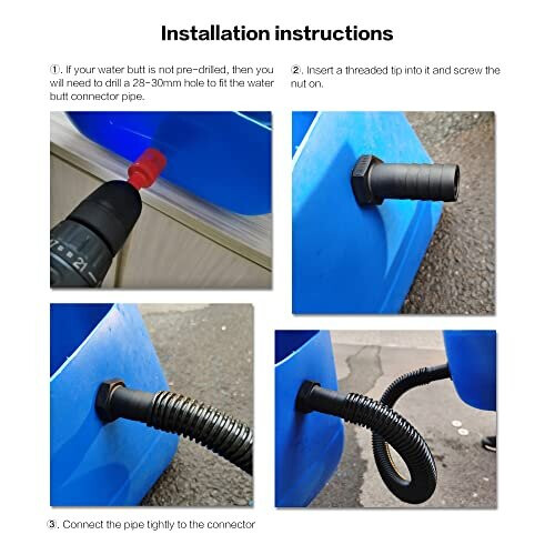 Water Butt Connector Pipe Link Kit, 25mm Water Butt Linking Pipe Kit ...