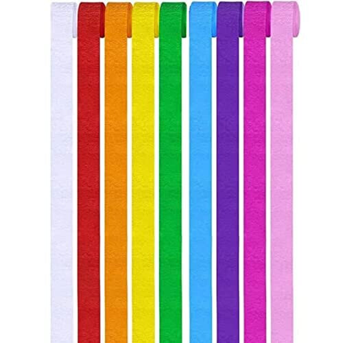 9 Rolls Crepe Paper Craft Streamers Hanging Rainbow Crepe Paper ...