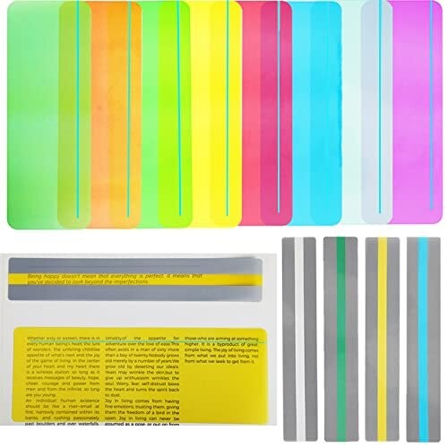 12PCS Dyslexia Overlay Ruler Kit, 8 Colors 2 Sizes Overlays Reading ...