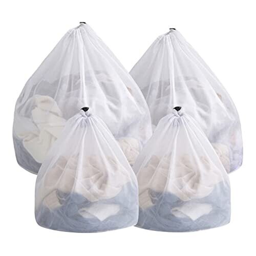 4PCS Mesh Laundry Bags, 2 Extra Large White Laundry Bags for Washing ...