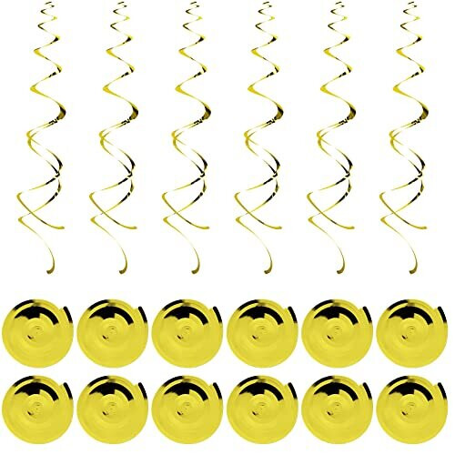 Hanging Swirl Decorations, 12 Rolls Gold Swirls Ceiling Party ...