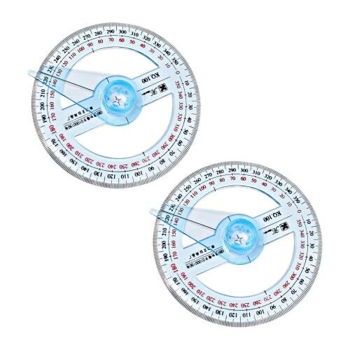 360 Degree Protractor Angle Measure 2Pcs Protractor Circle Protractor ...