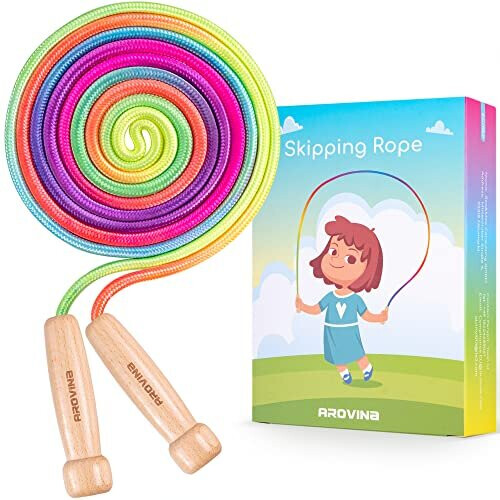Skipping Rope kids, 8.2FT Children Jump Rope Adjustable Wooden Handle 7 ...