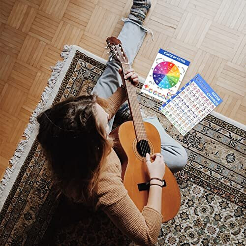 Guitar Chord Poster, 8 x 11 Inch Laminated Guitar Chord Chart Poster ...