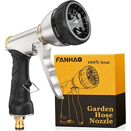 Hose Pipe Spray Gun, 100% Heavy Duty Metal Garden Hose Spray Gun with 7 ...