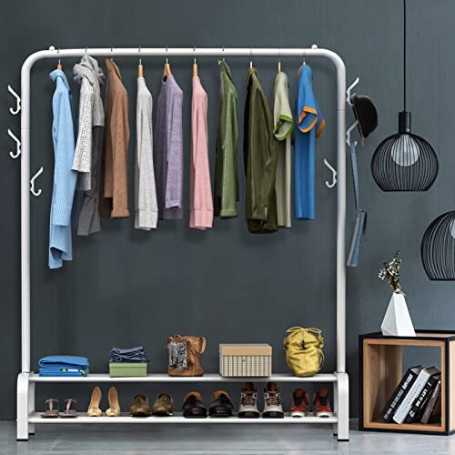 Clothes Rail, Clothes Rails for Bedroom, Heavy Duty Clothes Rack, Free ...