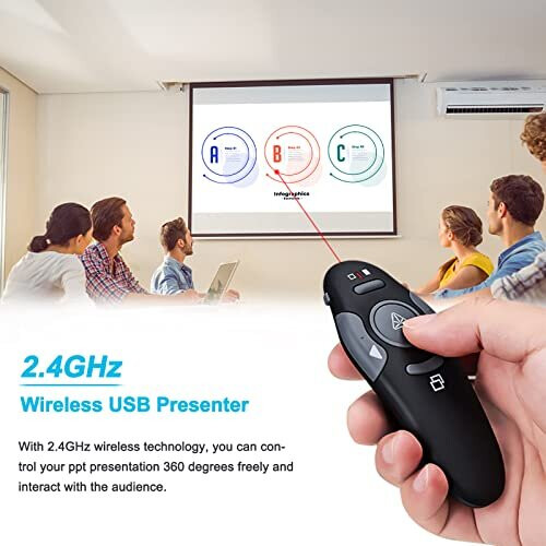 Wireless Presentation Clickers,Laser Pointer,Clicker for Powerpoint, 2 ...