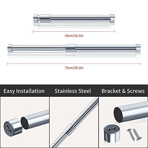Wardrobe Rail Extendable, Clothes Rail Pole for Bedroom, Stainless ...