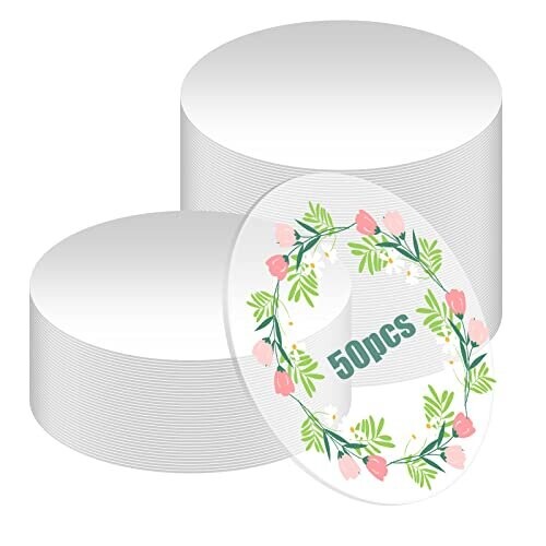 50 Pieces Clear Acrylic Sheets, 4 Inch Round Acrylic Discs, 0.1cm Thick ...