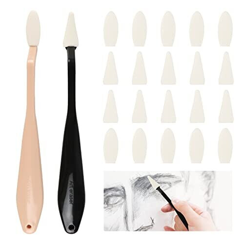 2 Pcs Sketch Wiper, Sketch Wiper Set with 20 Sponge Heads Painting ...