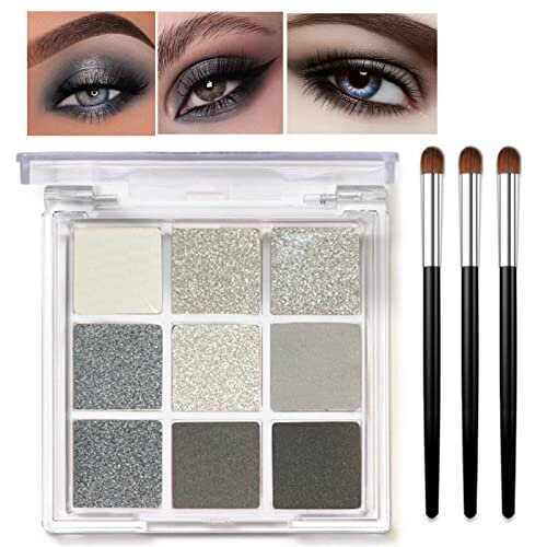 Smoky Eyes Eyeshadow Palette, 9 Colours Black Gray Eye Shadows Palette, Highly Pigmented Colours ...