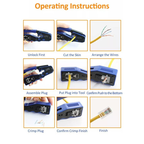 RJ45 Crimp Tool, Pass Through Ethernet Crimping Tool for Cat5, Cat6 ...