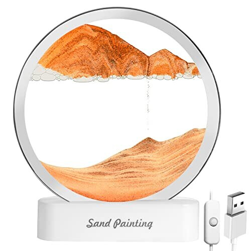 Flowing Sand Painting Ornaments, Moving Sand Art Picture Round Glass 3D ... Flowing Sand Painting Ornaments, Moving Sand Art Picture Round Glass 3D ...