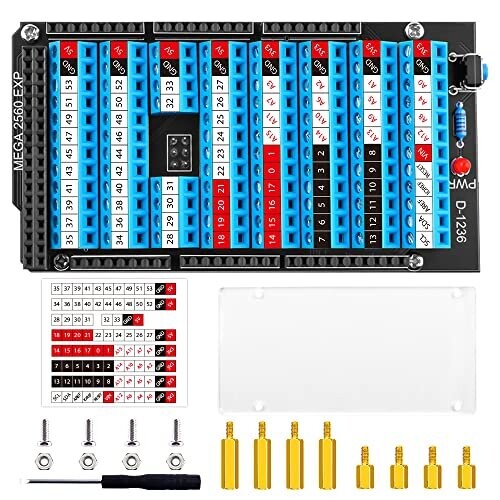 MEGA 2560 R3 Terminal Block Breakout Board HAT with Reset Button and LED Indicator, GPIO ...