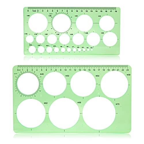 2 Pcs Drawing Stencil, Circle Template for Drawing, Ruler Quilling Tool ...