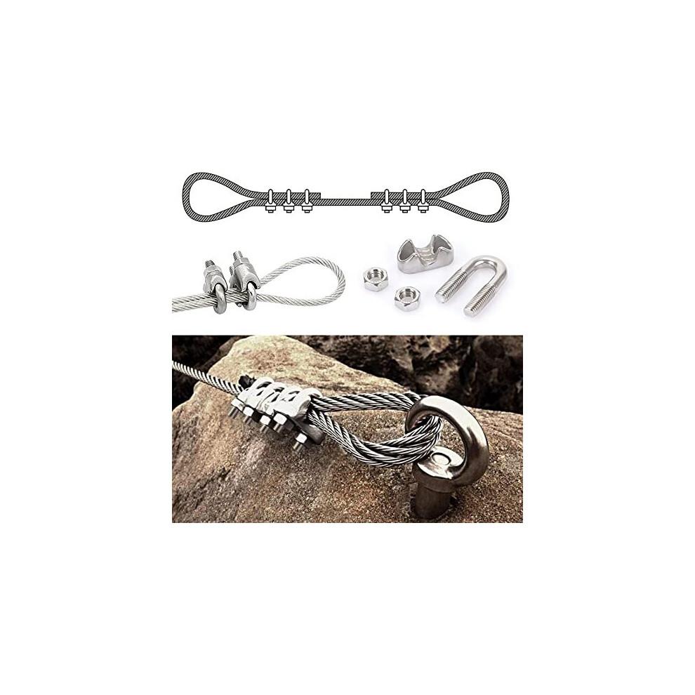 10 Pcs Wire Rope Clamp M4, 304 Stainless Steel U Bolt Saddle Fasteners ...