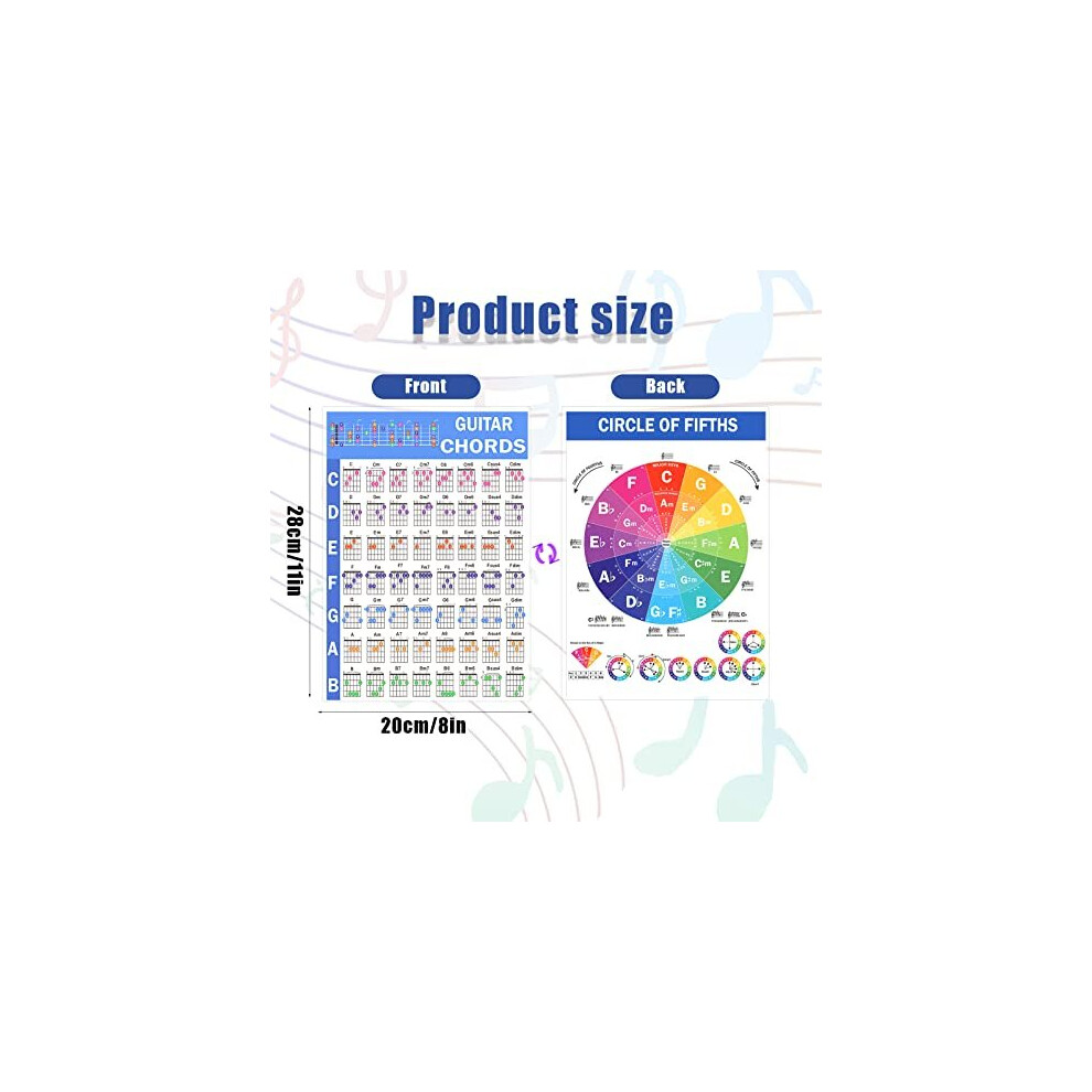 Guitar Chord Poster, 8 x 11 Inch Laminated Guitar Chord Chart Circle of Fifths Chart Guitar ...